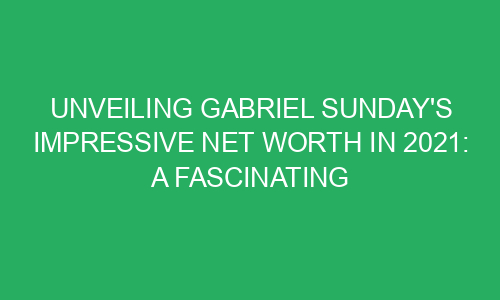 Unveiling Gabriel Sunday's Impressive Net Worth in 2021: A Fascinating ...